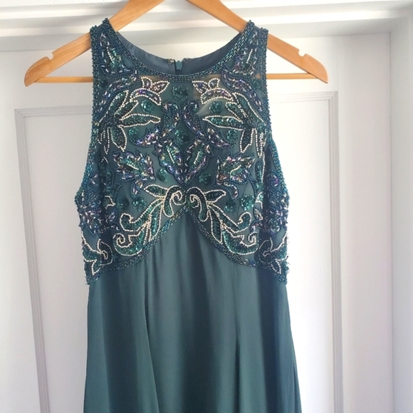 Alyce Design | Dresses | Alyce Design Vintage 0 Silk Beaded Green Aline ...
